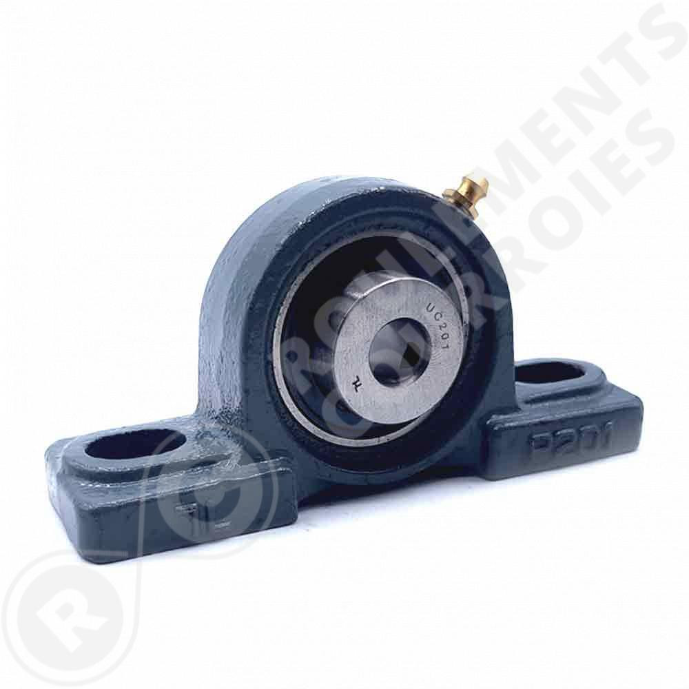 Palier à semelle serrage vis pointeaux ref UCP201 diamètre d'arbre 12 mm | Roulements Courroies