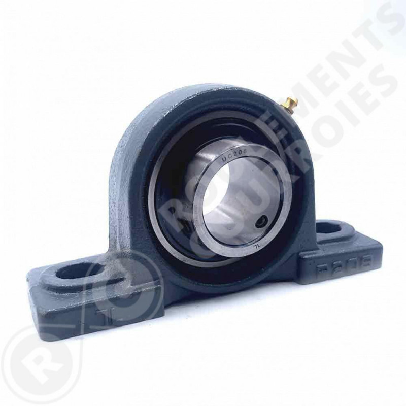 Palier à semelle serrage vis pointeaux ref UCP208 diamètre d'arbre 40 mm | Roulements Courroies