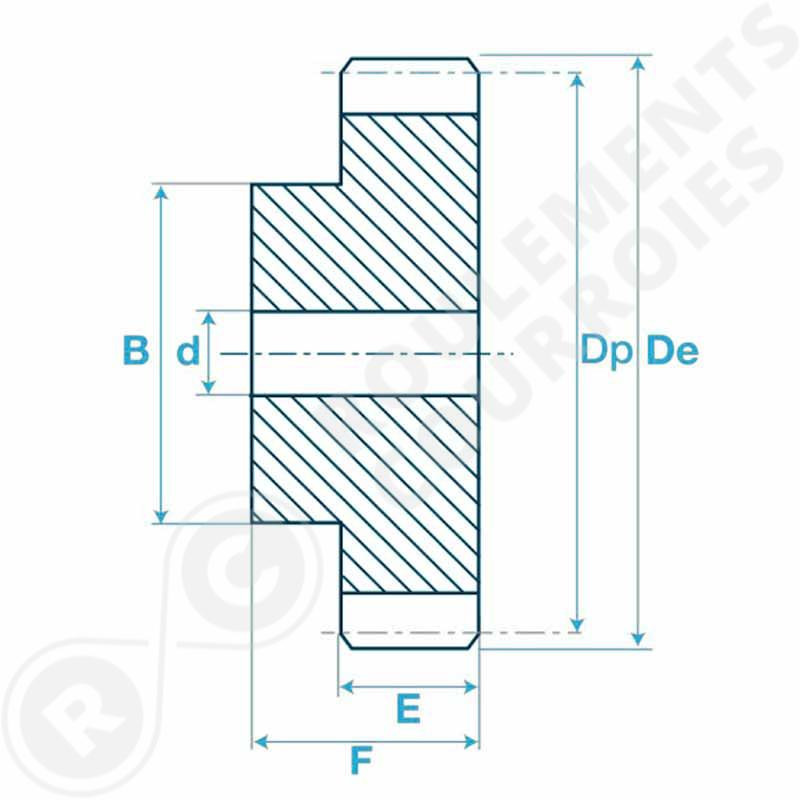 Engrenage à denture droite avec moyeu dé | Roulements Courroies