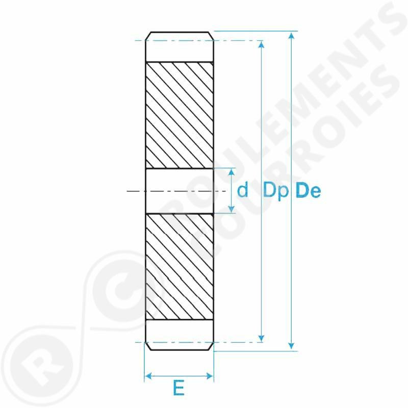 Engrenage à denture droite avec moyeu dé | Roulements Courroies