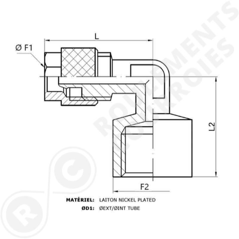 Raccord pneumatique coude orientable enfichable RPC8X10-FG1/4L | Roulements Courroies