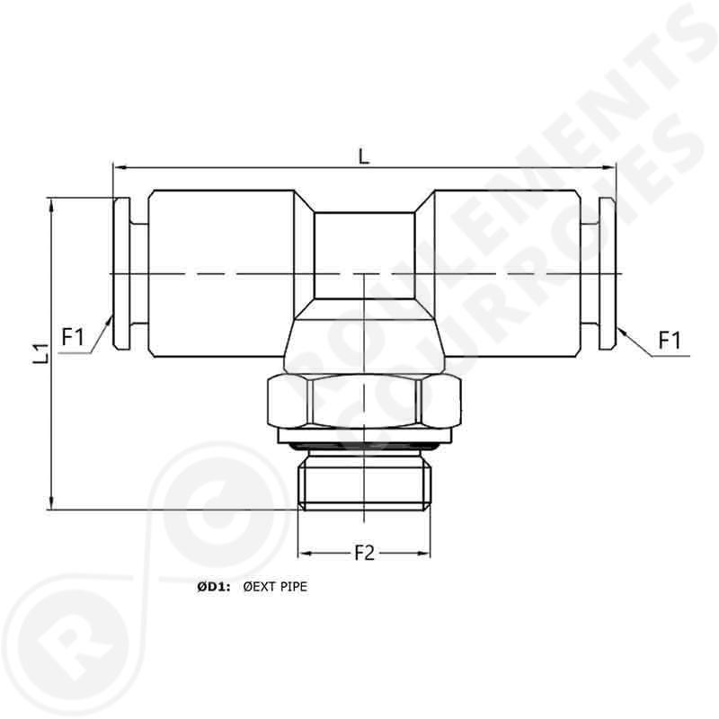 Raccord pneumatique T orientable instantané RPTO10-MG3/8CYP | Roulements Courroies
